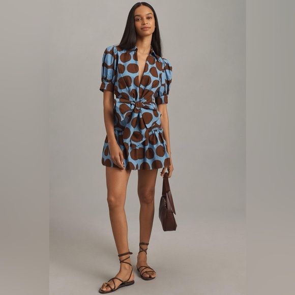 FARM Rio | Dresses | Farm Rio Blue And Brown Midi Dress | Poshmark